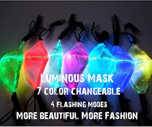 LED Rave Mask 7C Luminous Light for Men Women Face Mask Music Party ...