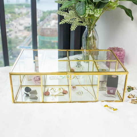 Golden Vintage Glass Lidded Box | Ferrisland