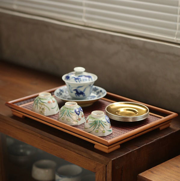 Handmade Bamboo Weave Tea Tray Tea Boat Dry Bubble Tray Bamboo Tea Set ...